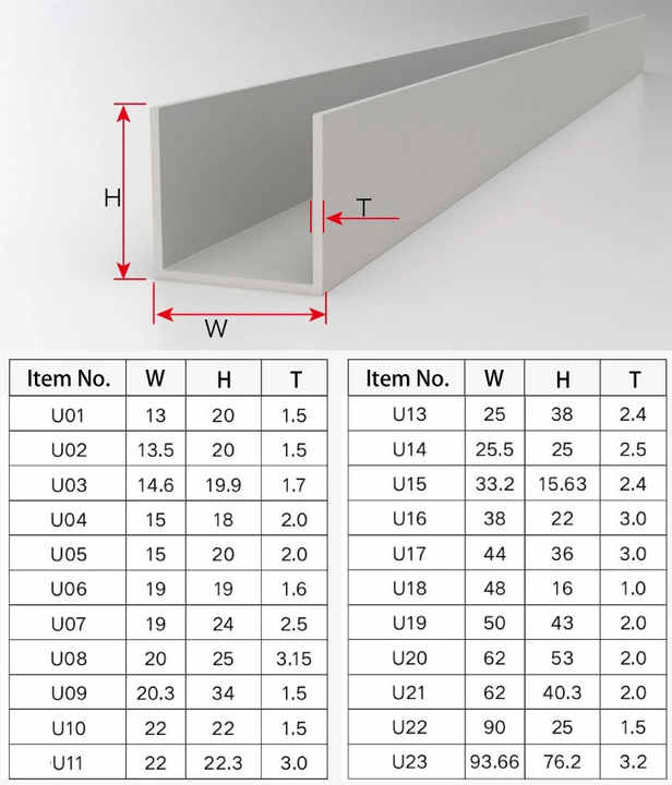 6000 Series Aluminum U Channel Profiles Extruded Aluminum U Shape ...