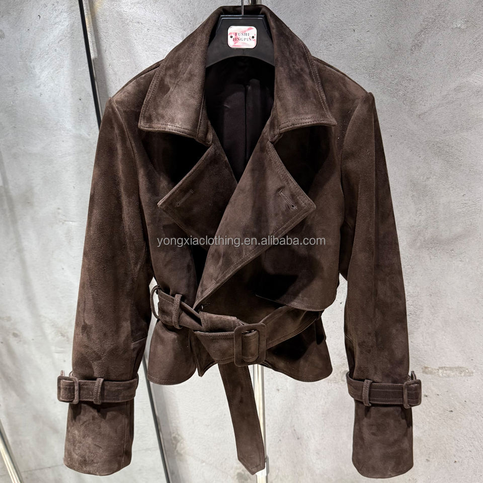 Autumn Natural Jackets for Lady Genuine Sheep Suede Jackets Woman Suede ...