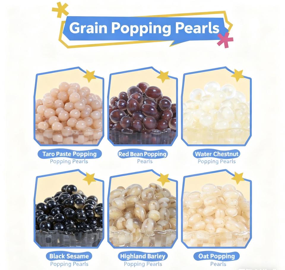 Popping Boba Topping Grain-Style Bursting Pearls Chewy Texture Natural ...