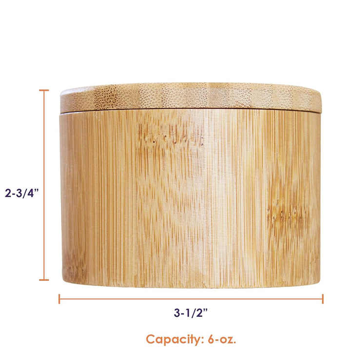 Wooden Round Box Bamboo Salt Cellar Bamboo Storage Box With Magnetic ...