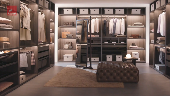 Alland Custom Luxury Modern L Shape Closet with Glass Door