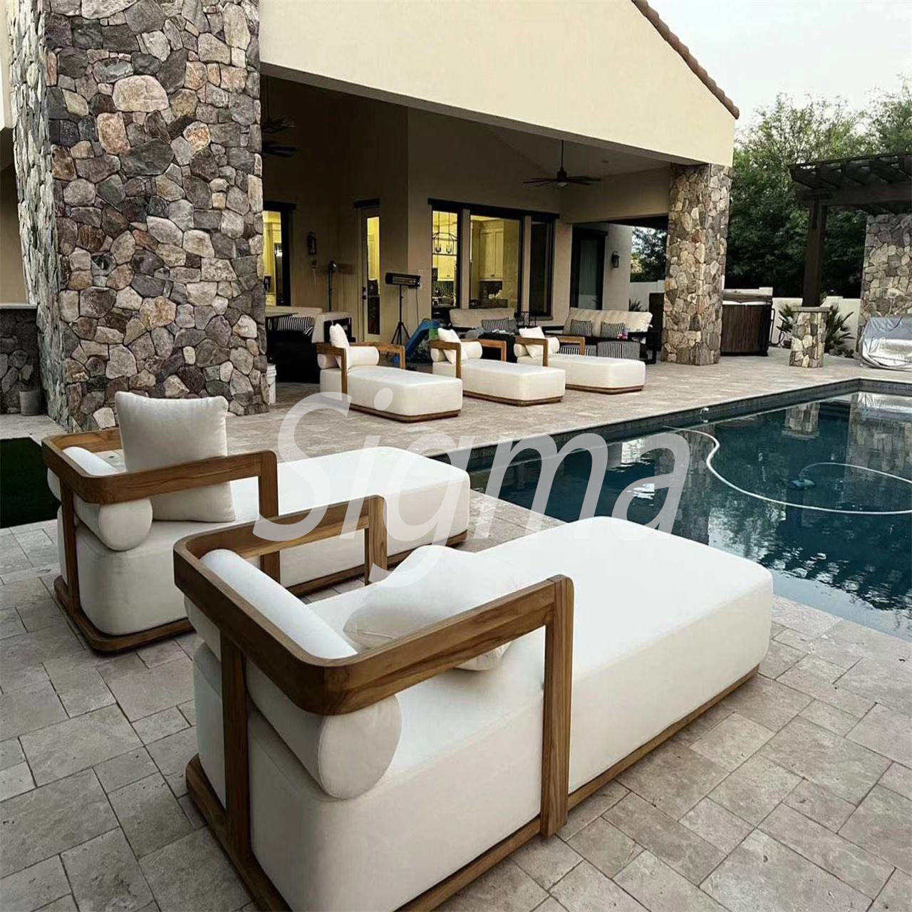 Outdoor Furniture Fabric All Weather Waterproof Outdoor Teak Wooden Sun Lounger company | Jinhua ...