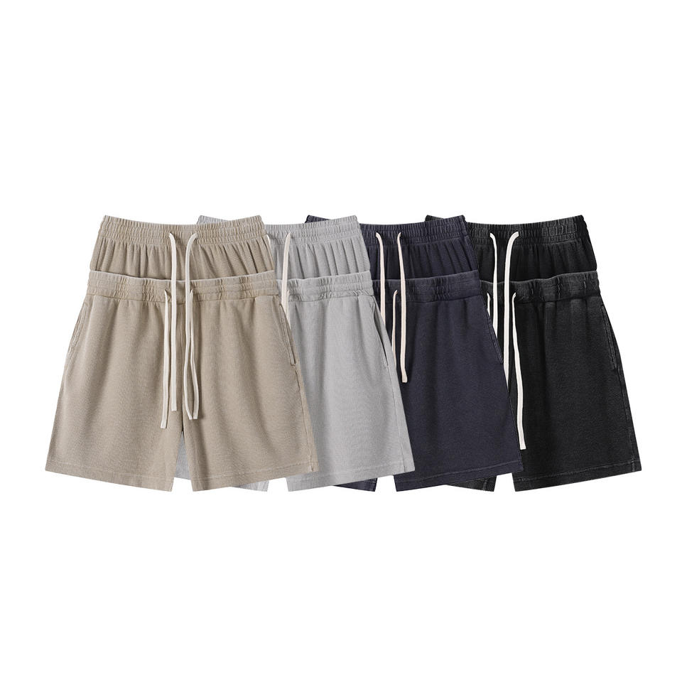 Top Quantity Custom Logo Vintage Blank Waffle Knit Double Waist Shorts ...