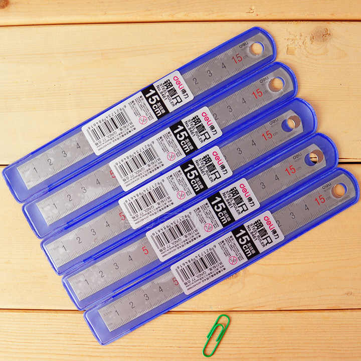 Deli 8461 Office Steel Ruler 15cm Scale Stainless Steel Straight Ruler ...