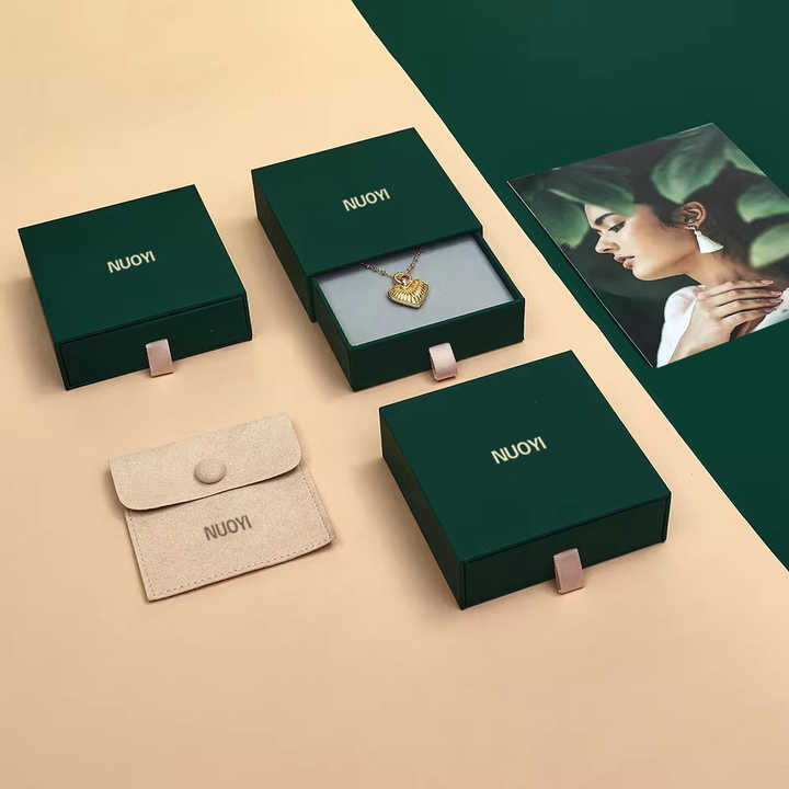 Custom Dark Green Cardboard Jewelry Drawer Box - Luxury Packaging