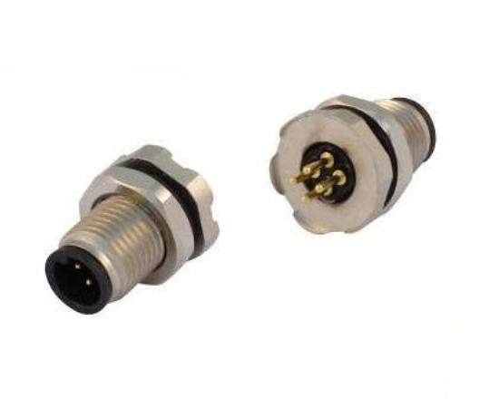 Panel Mount Socket Female M5 Connector, Circular Metal Solder 4-Pin M5 ...