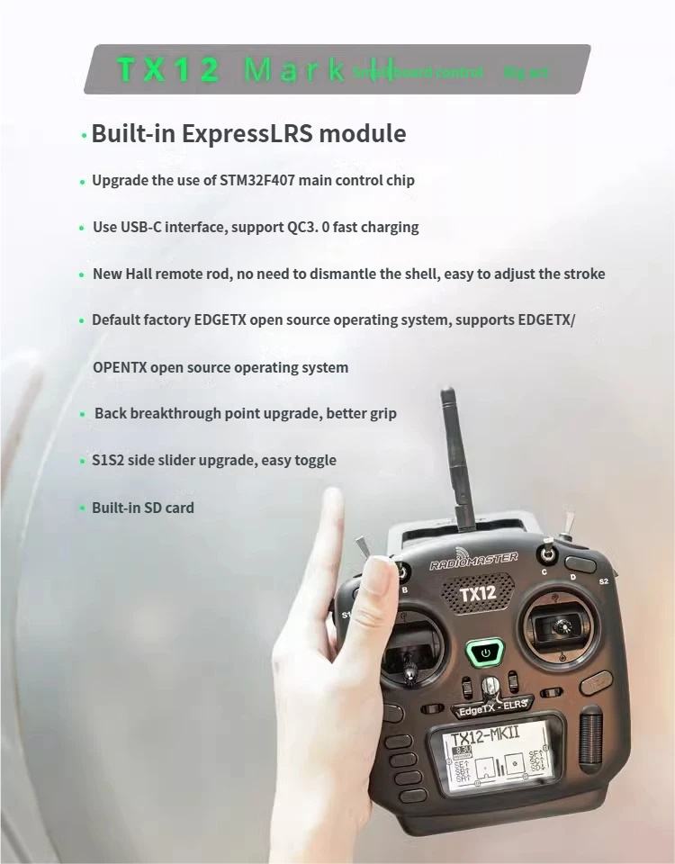 Radiomaster TX12 Mark II Radio Controller ELRS/CC2500 2.4GHz Supports ...