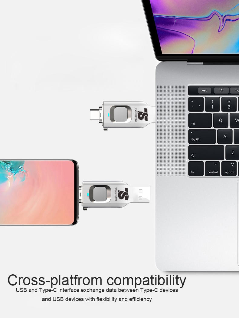 512gb usb 3.0 type c otg fingerprint encrypted USB drive with lock ...