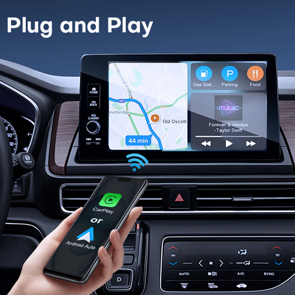 4 in 1 Wired Carplay USB Port Display Adapter Type-C GPS Remote Control ...