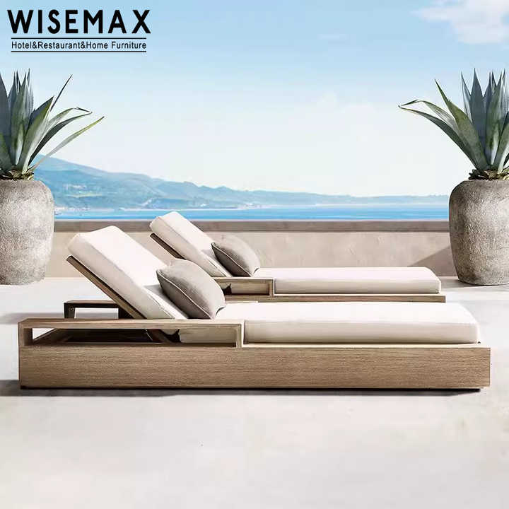 WISEMAX FURNITURE Outdoor Poolside Sun Lounger Teak Wood Frame Fast Dry ...