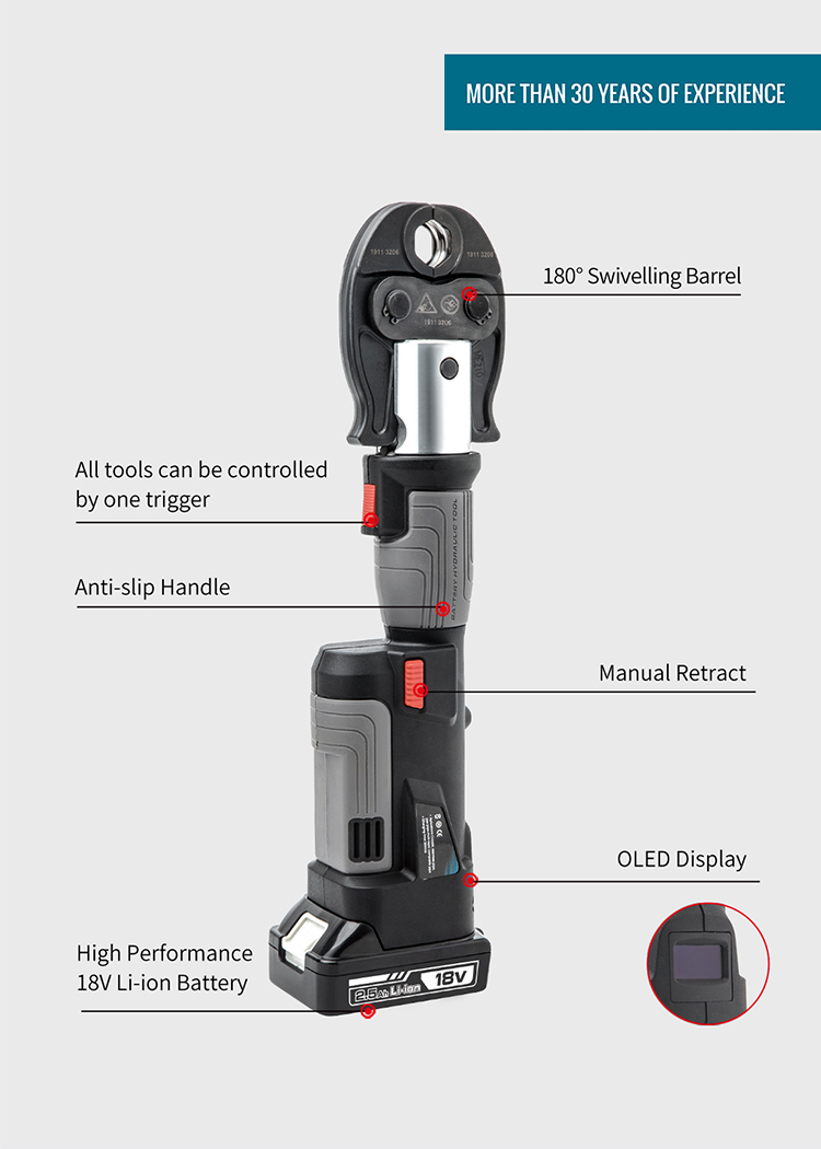 PZ-1930 Pro Battery Operated Hydraulic Pex Crimping Tool Set Copper ...
