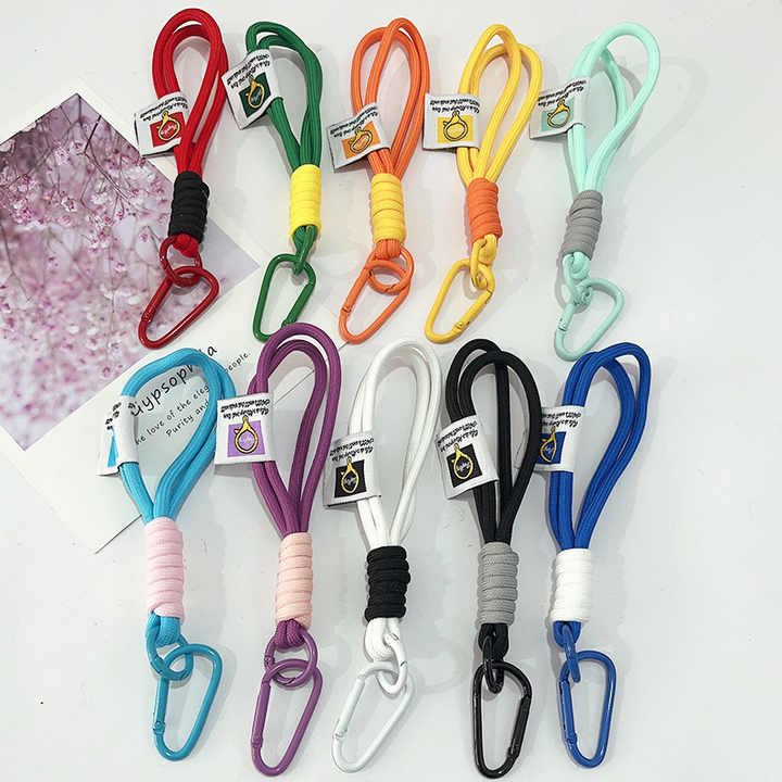 Hotsale Nylon Lanyard Keychain Woven Chain Plain RTS Colorful Cell ...