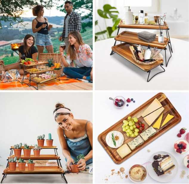Acacia Wooden Decorative Towers for Dessert Table Display for Living ...