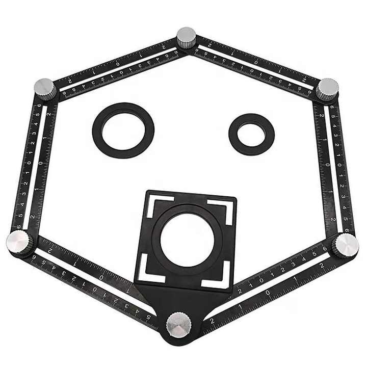 Multi Template 6 Folding Rulers Puncher Angle Ruler with Drill Guide ...