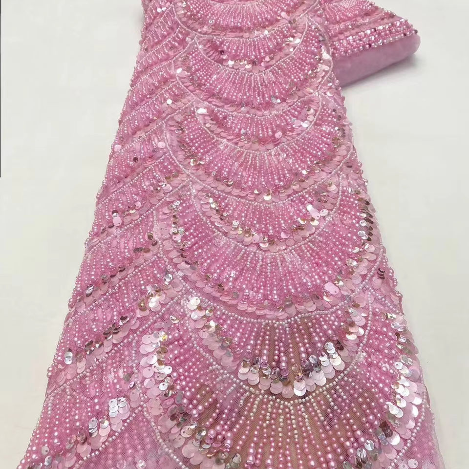 2025 Luxury Beaded Lace Fabric Bridal Fabric Luxury Embroidery Beads ...