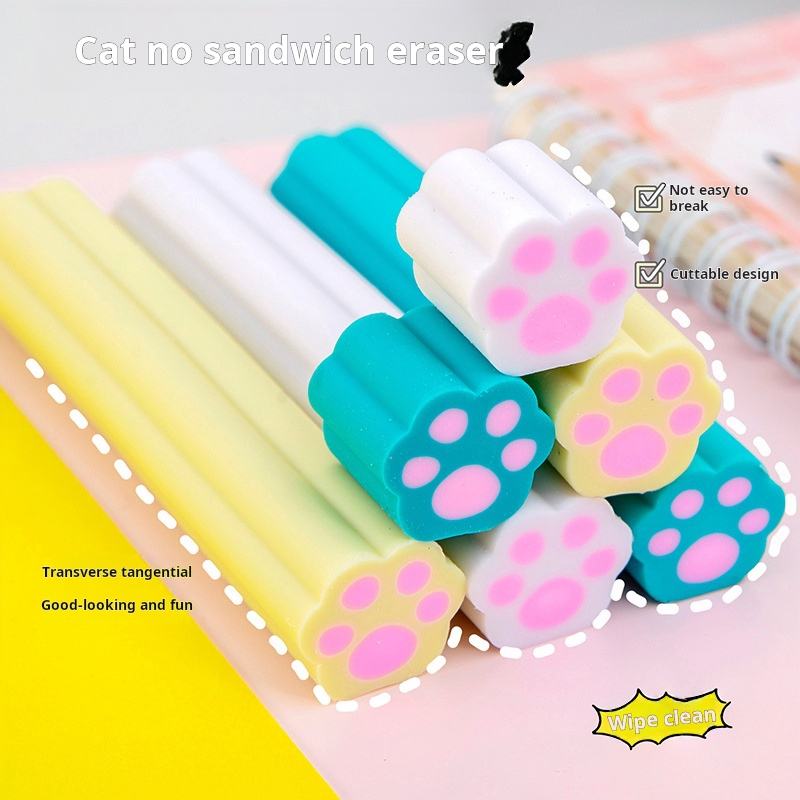 Cartoon Cat's Paw Sandwich Eraser Student Cute Sandwich Eraser Cutting ...