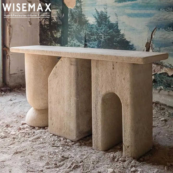 WISEMAX Italian Design Hall Way Console Table Furniture Natural Marble ...