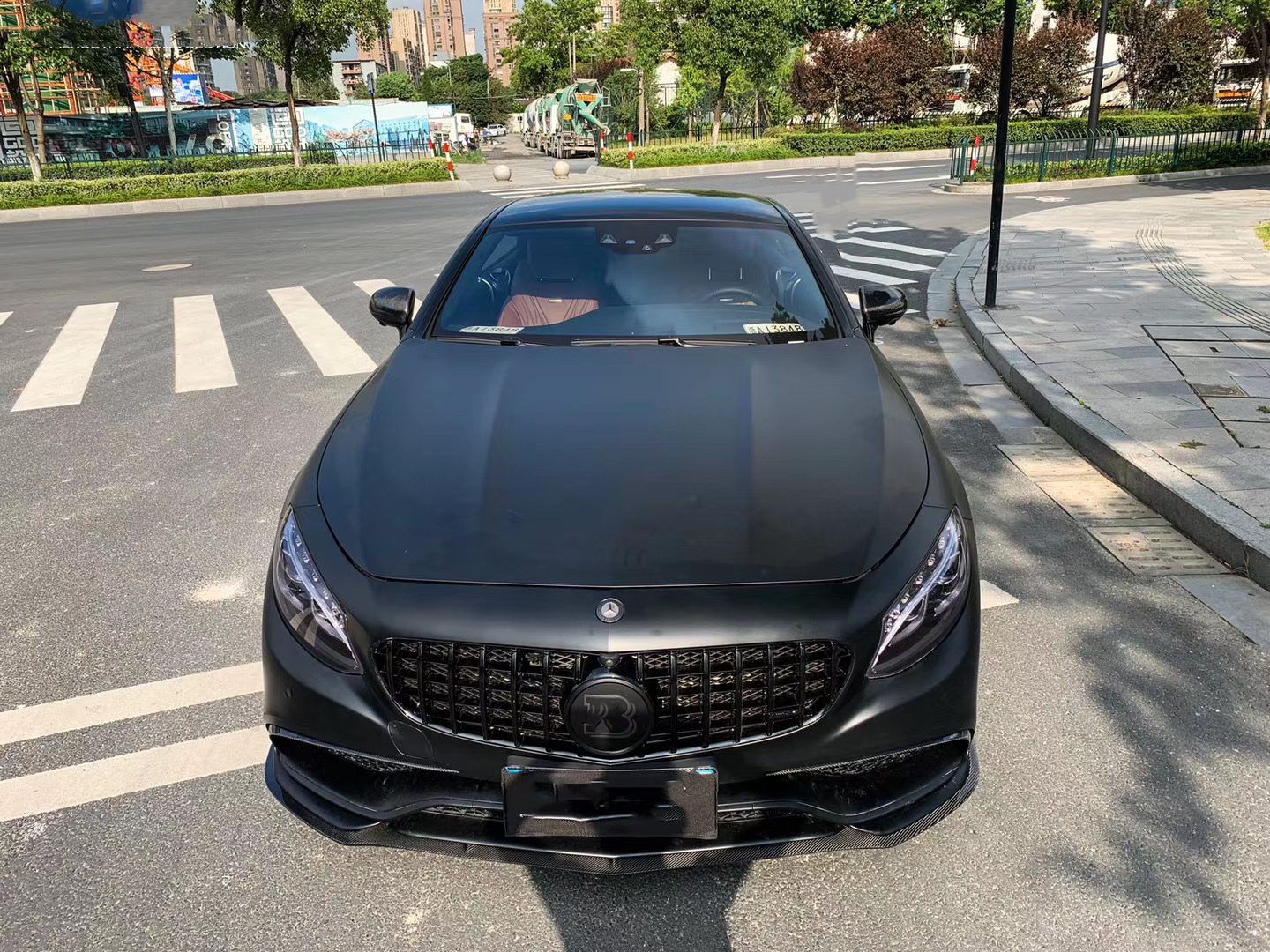 Mercedes Benz BS style carbon fiber body kit front lip side skirt ...