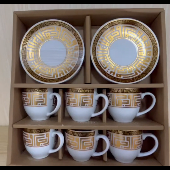 Small Porcelain Arab Gold Coffee Cups and Saucers 6pcs Turkish Espresso ...