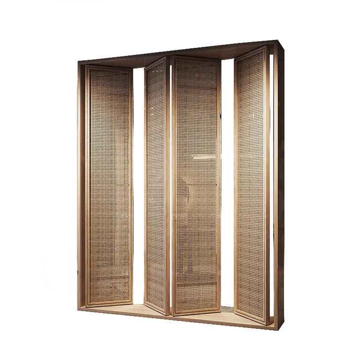 Modern Solid Wood Rattan Woven Screen Partition for Living Room ...