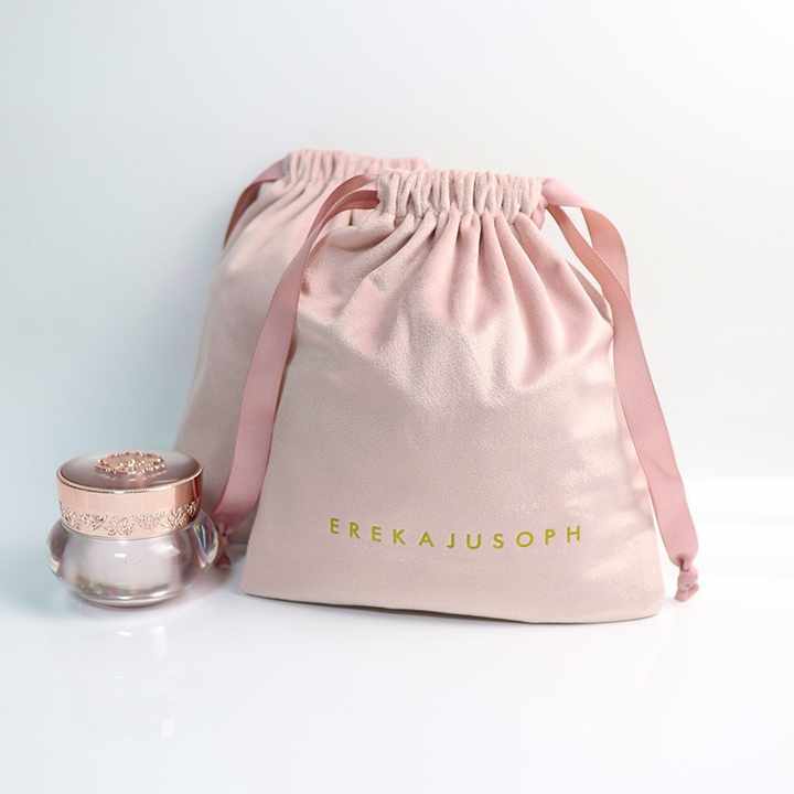 Luxury Soft Pink Velvet Pouch for Jewelry Customized Drawstring Velvet ...