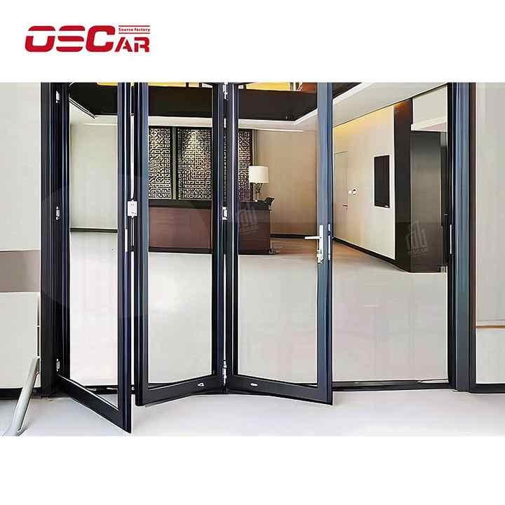 Foldable 4 Panel Glass Door Aluminum Alloy Bi Fold System Patio House ...