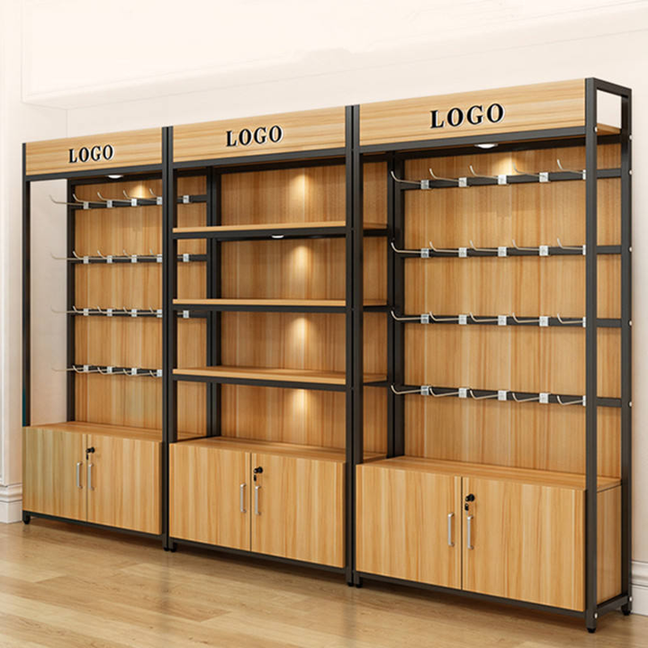 Customizable Wooden Shelving for Retail Display Cabinets