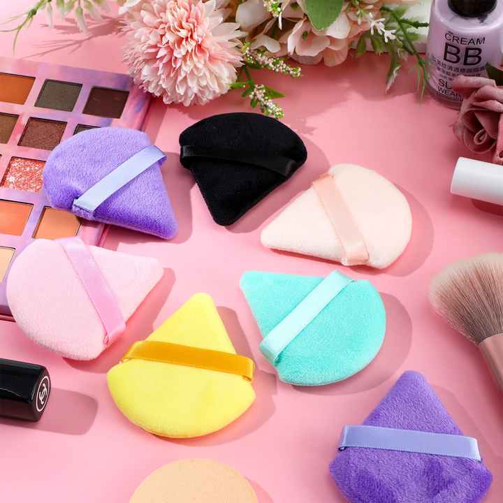 High Quality Cosmetic Heart Powder Puff Pink Velvet Makeup Fingertip ...