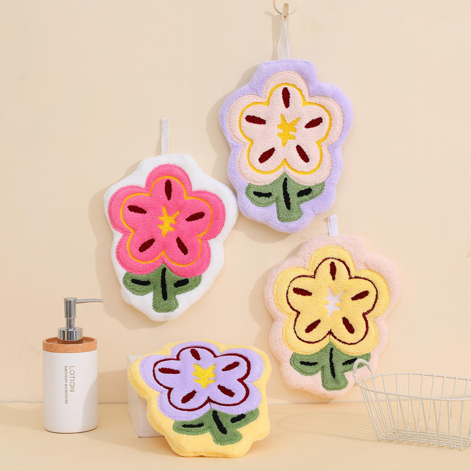 Kitchen Cute Cartoon Hand Towel Hanging Absorbent Coral Velvet ...