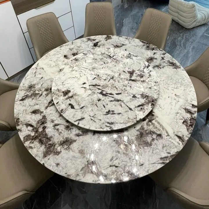 Modern Round Marble Top Dining Table - Venetian Brown