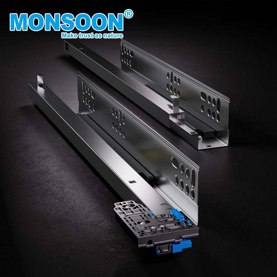 Full Extension 3-Fold Undermount Telescopic Channel Rail Runner Guide ...