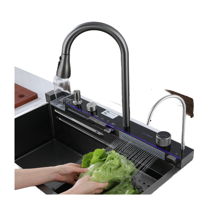 Stainless Steel Kitchen Sink With Faucet Large Single Sink Rectangular ...