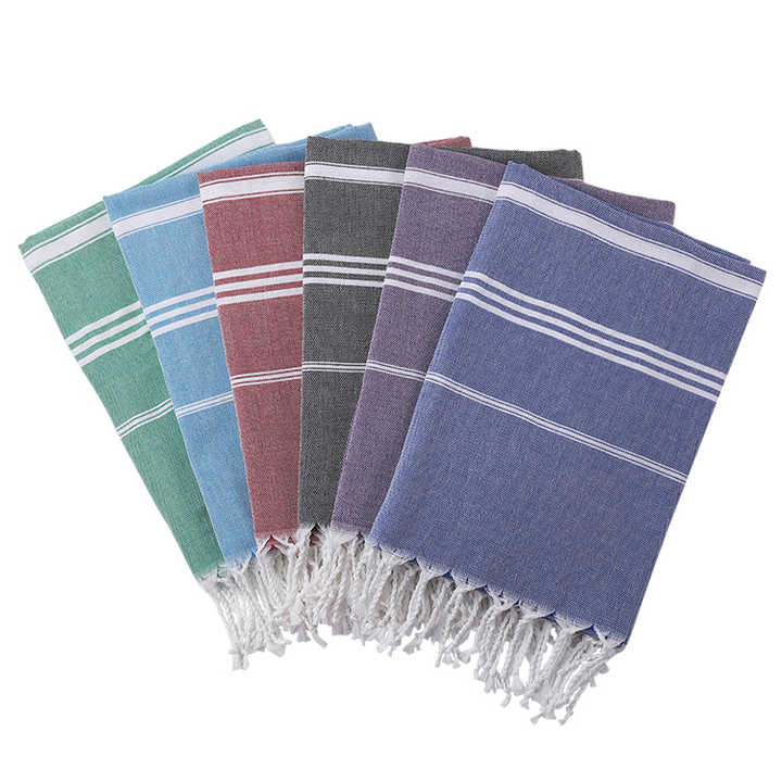 Custom Logo Soft Multi-Colored 100% Cotton Turkish Bath Beach Towels