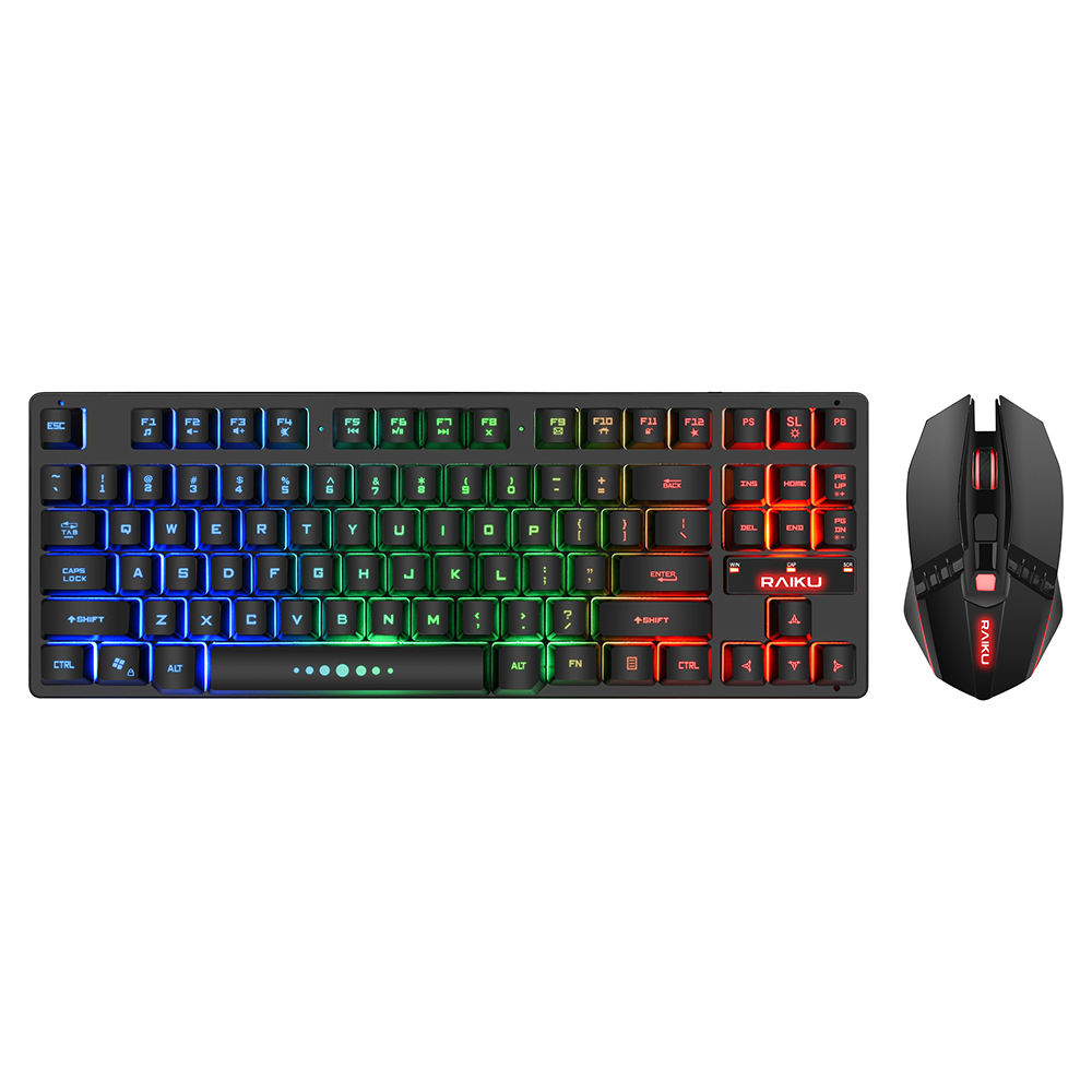 RAIKU R905 Wireless Charging Keyboard and Mouse Set 87-key LED Light ...