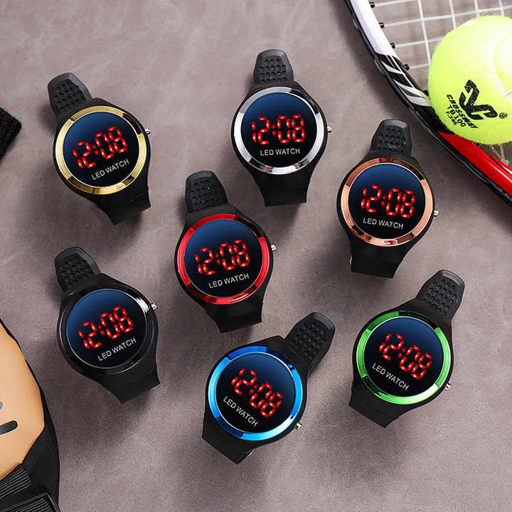 Simple Design LED Digital Watch Rubber Strap Plastic Plating Sport ...