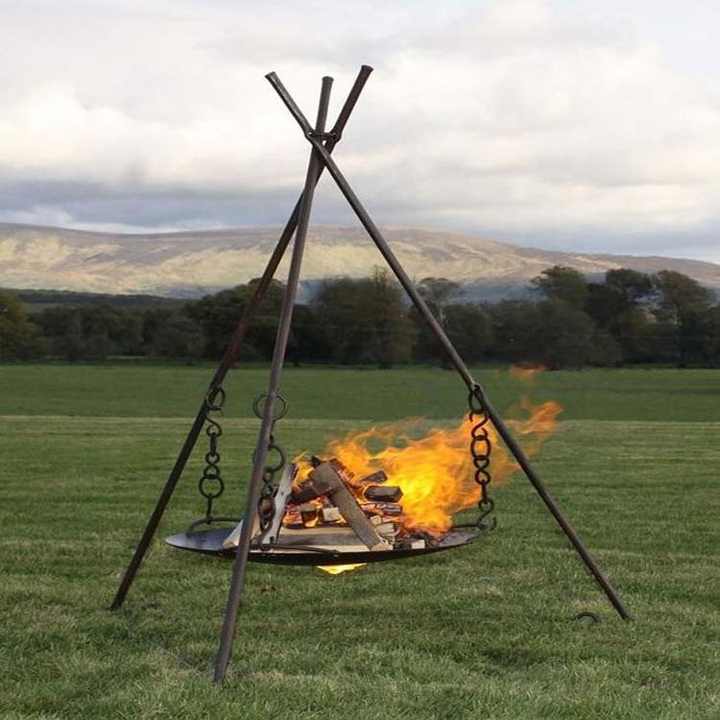 Custom Steel Fire Pit - Large Hanging Cauldron Fire Bowl