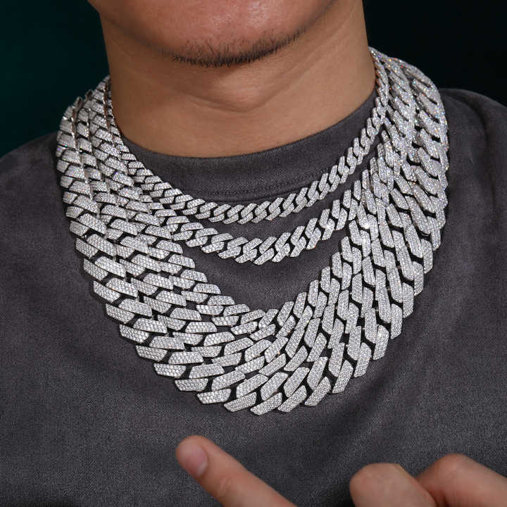 Iced Out Vvs Moissanite 925 Sterling Silver Cuban Link Necklace ...