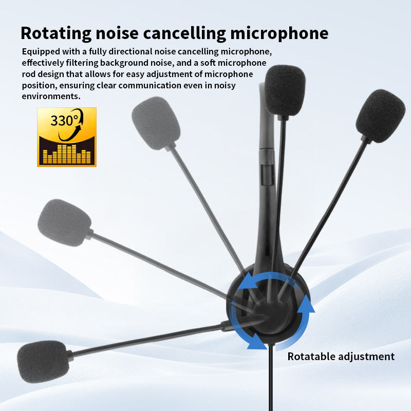 New Single Ear Office Headphones Noise Cancelling Over-Ear USB Wired ...
