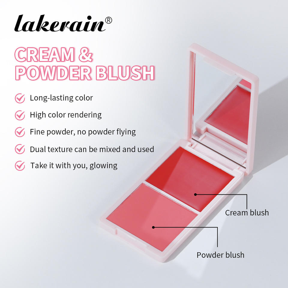 2025 Pink Two-color High Pigment Powder and Cream Blush Your Logo Face ...