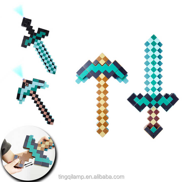 Pixel Diamond Sword Diamond Pick Variant Combination Toy Children Gift ...