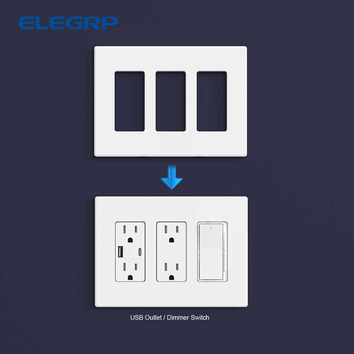 ELEGRP USA UL Listed 3-Gang Decorative Screwless Wall Plate, Wall ...
