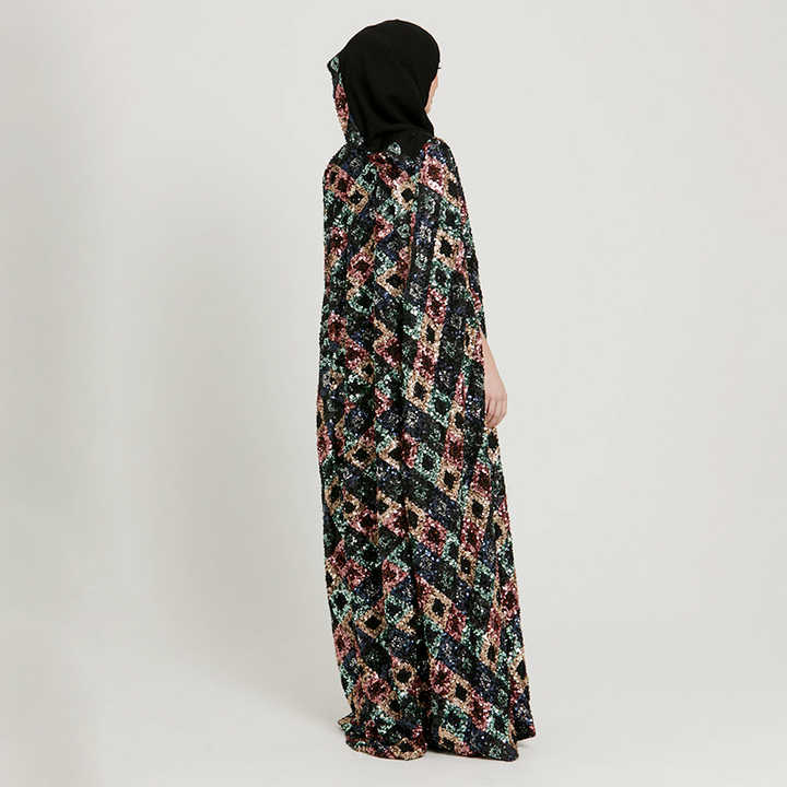 New Design Muslim Open Kimono Abaya Dubai Wholesale Luxury Sequin Cape Abaya Islamic Clothing ...