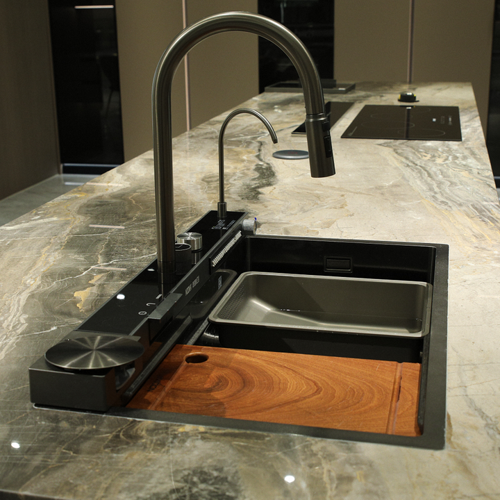 Hemez Smart Sink Kitchen Cabinet in Orange Acrylic Door Panel with ...