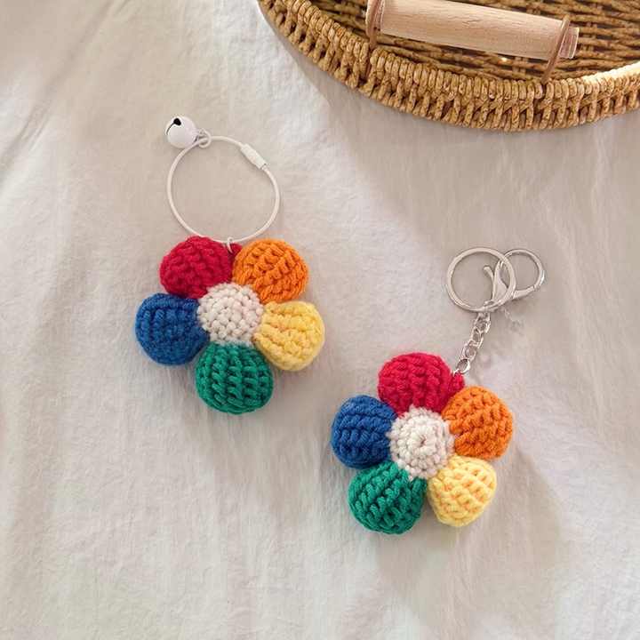Handmade Crochet Keychains Amigurumi Mini Crochet Flowers Key Chains ...
