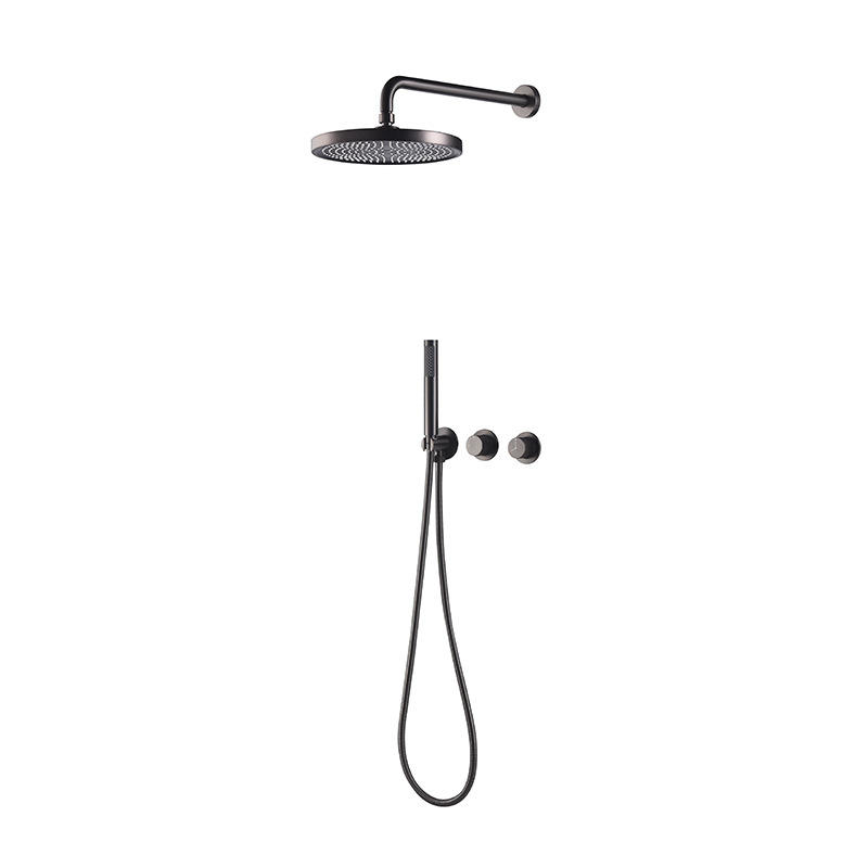 Bathroom Shower Mixer Set Thermostatic Faucet Brushed Brass Black Soft ...