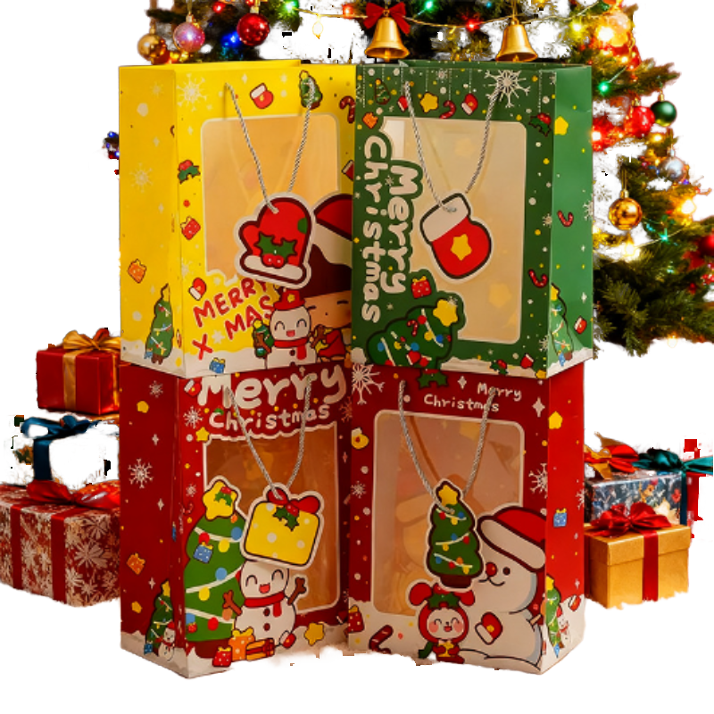 Christmas Kraft Paper Bags Transparent Eco-Friendly Biodegradable Gift ...