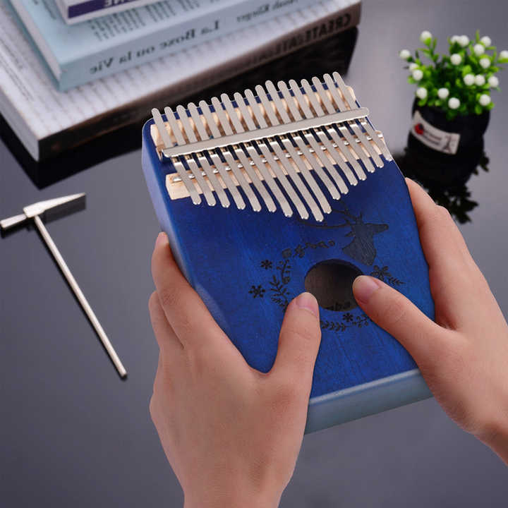 17 Keys Thumb Piano Deer Pattern Portable Musical Instrument Peach ...