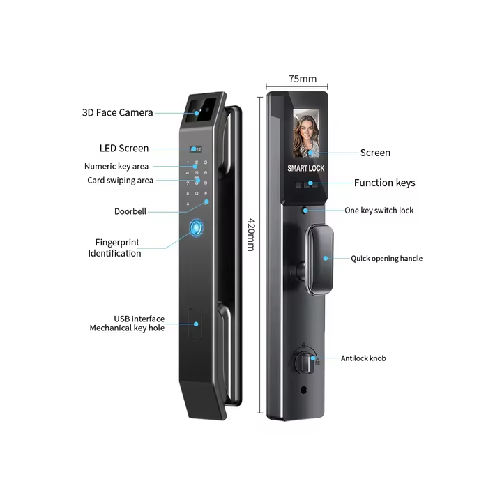 Cerradura de puerta inteligente con reconocimiento facial 3D, tarjeta biométrica automática Rfid ...