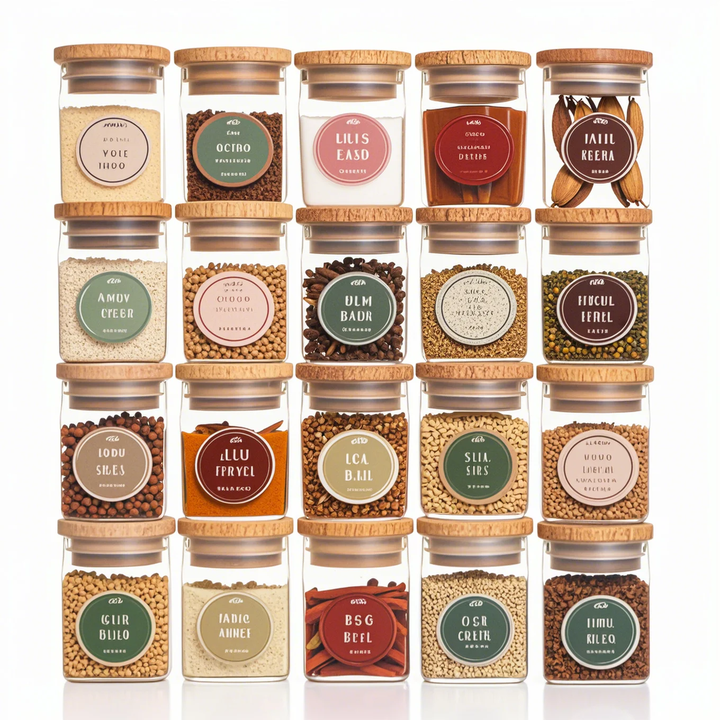 Custom Food Storage Packaging Labels Spice Jars Pantry Containers ...