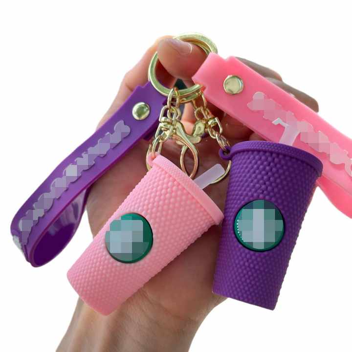 Cute 3D Coffee Cup Bear PVC Keychains Rubber Keychain Bag Pendant Toy ...